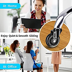 Popolov Office Chair Wheels,Replacement Wheels for Office Chairs,98% Universal Fit Chair Caster,Wheels for Carpet,Hardwood,Tile (3 Inch, Set of 5)