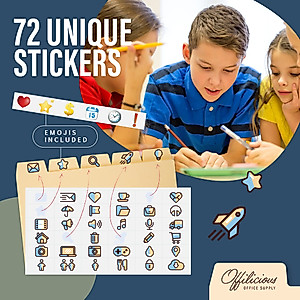 OFFILICIOUS Index Card Holder 3x5 Set – Heavy-Duty Index Card Organizer Box with Dividers – 100 Ruled Index Cards 3x5, 25 Manila Dividers, 25 Plastic Dividers, 72 Easy-Read Stickers & 5 Box Labels