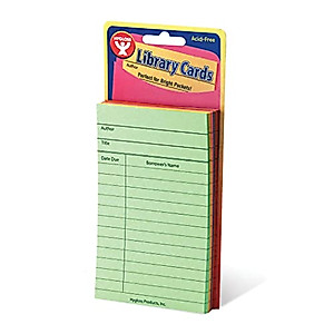 Hygloss Products Library Checkout Cards – Bright Colored Due Date Note Cards - 3 x 5 Inches, 50 Pack