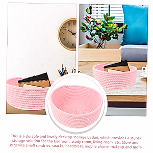 ibasenice Portable Pink Cotton Rope Woven Basket Laundry Hamper