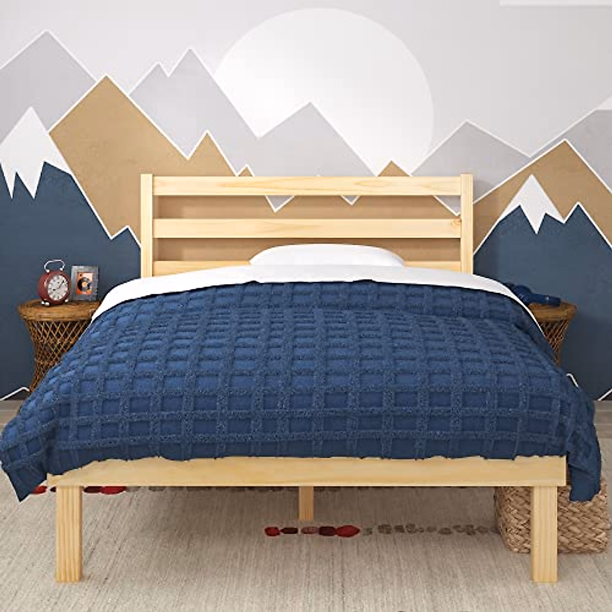 ZINUS Robin Wood Platform Bed Frame with Headboard / Wood Slat Support / No Box Spring Needed / Easy Assembly, Twin