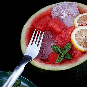 2PCS Watermelon Fork Slicer Cutter, Dual Head Stainless Steel Fruit Forks Slicer Knife for Family Parties Camping