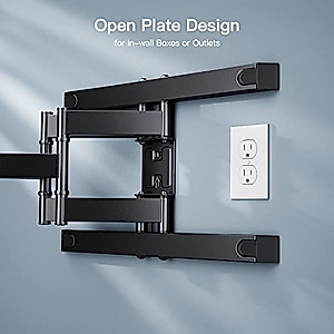 PERLESMITH Full Motion TV Wall Mount for 37-80 inch TVs up to 132 lbs, Smooth Tilt Swivel and Extension, Dual Articulating Arms, Max VESA 600x400, 16" Wood Studs, PSLFK5