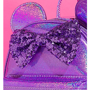 Loungefly Disney Minnie Mouse Glitter Sparkle Womens Double Strap Shoulder Bag Purse (Purple)