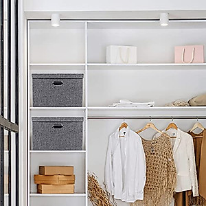 zzolee - 2 Packs Large Storage Bins with Lids, Collapsible Fabric Storage Cubes with Oval Grommets, 17x12x12 inch (Grey)