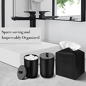 GMITING Black Bathroom Accessories Set, 10 Pcs Bathroom Accessory Set with Trash Can, Soap Dispenser and Toothbrush Holder, Soap Dish, Cotton Ball & Qtip Holder, Toilet Brush Holder, Tissue Box Cover