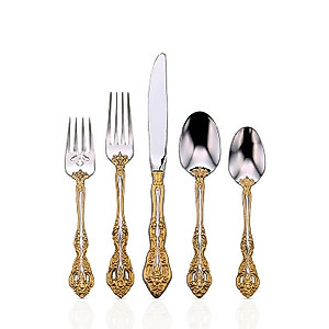 Oneida F100020Al20 Golden Michelangelo 20 Piece Fine Flatware Set, Service For 4, Metallic