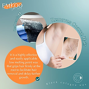 Hard Wax Beads, EMKOO Waxing Beads for Coarse Hair Removal, At Home Self Wax Beans for Underarms, Legs, Eyebrows, Bikini and Brazilian Waxing, Black 1lb Refill Wax for Any Wax Warmer Kit