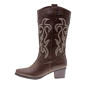 Canyon Trails Women's Classic Embroidered Pointed Toe Western Rodeo Cowboy Boots (8 (M) US Women's, Brown)