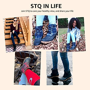 STQ Duck Boots Women Side Zipper Lace Up Insulated Waterproof Winter Ankle Snow Booties MULTI/PLAID 6 US