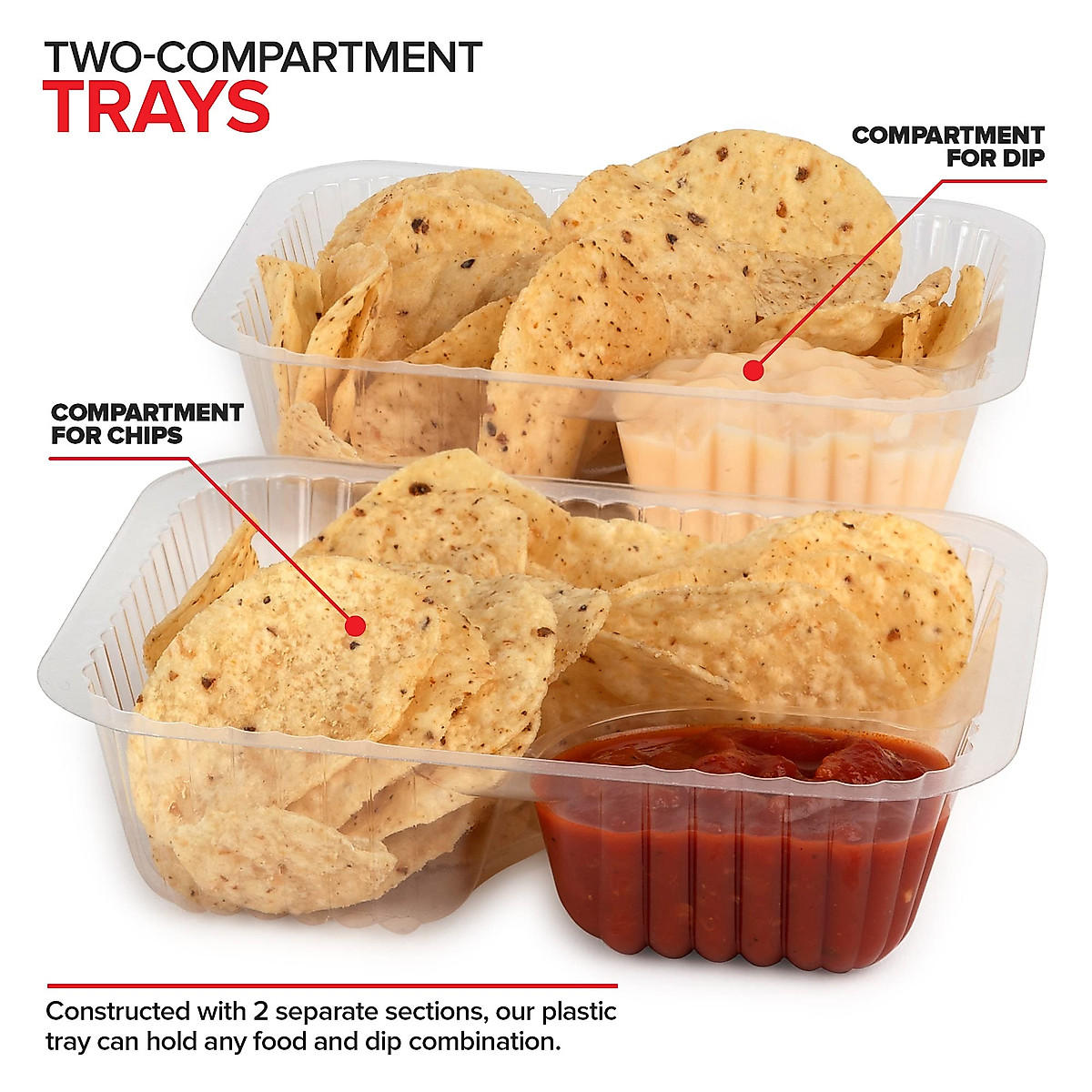 12oz Plastic Nacho Trays (25 Pack) Small Disposable Tray for Nachos & Cheese Dip, Concession Stand Supplies, Movie Night Snacks for Kids, Carnival Party Decorations, Food Boats, Snack Containers…