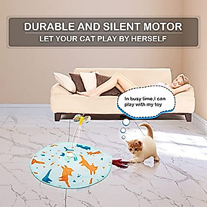 Valonii 2-in-1 Rechargeable Motion Activated Interactive Cat Toys for Indoor Cats, Long Lifetime Motor Cat Chasing Toy for Exercise/Moving Butterfly/Feather Wand Kitten Toys