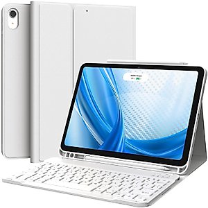 CHESONA for iPad Air 5th/4th Generation Case with Keyboard, Keyboard Case for iPad Air 11-inch (M2) 2024, Rechargeable Bluetooth Keyboard, Pencil Holder, for iPad Air 10.9 inch & Air 11'' 2024, White