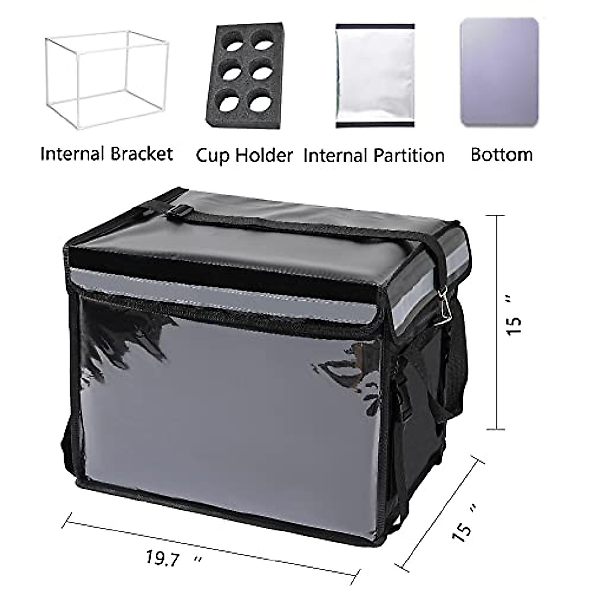 Nesthao Updated Professional Insulated Food Delivery Bag with Support Frame and Plastic Bottom Plate,Grocery Delivery Bag for Catering,Restaurants,Delivery Drivers, Uber Eats,Doordash and more