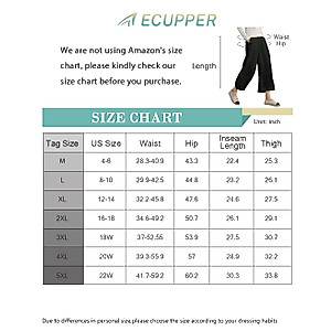 ECUPPER Womens Linen Cropped Pants Loose Casual Capri Cotton Wide Leg Plus Size Elastic Waist with Drawstring Trouses Natural XL
