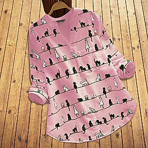 Womens Long Sleeve Ribbed Tunic Tops Deep V Neck Button Slim Shirts Long Sleeve Shirts for Women Pack Cotton