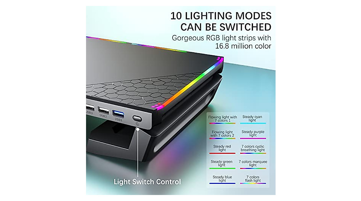 MOOJAY RGB Monitor Stand with USB Hub & Storage