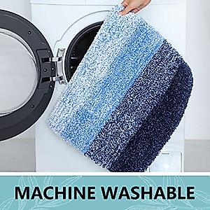 Arotive Microfiber Bathroom Rugs, Shaggy Soft and Absorbent Bath Rug, Non-Slip, Thick Plush Bathroom Mat, Machine Washable Dry Bath Mats for Bathroom, Tub and Shower, 24" x 16", Blue