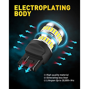 AUXITO Upgraded 7440 7443 LED Bulbs for Reverse Lights T20 7441 7444 LED Replacement Light Kit for Backup Tail Brake Signal Parking DRL Lights, 6000K Xenon White