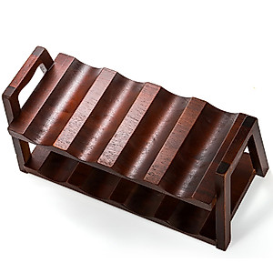 Peohud Acacia Wood Countertop Wine Rack, 8 Bottles Wooden Wine Holder Stand, 2 Tier Free Standing Wine Storage Display Shelf for Home Kitchen Bar Table Top Cabinet Pantry Wine Cellar Basement