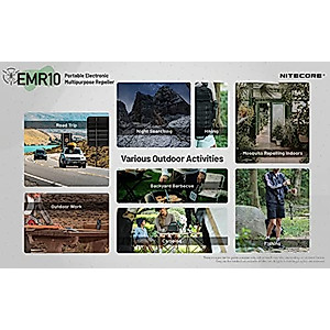 Nitecore EMR10 Portable Mosquito Repeller for Outdoor, 16 ft Protection Zone, Rechargeable Ultrasonic with 10 Repellent Mat and Nitecore Sticker