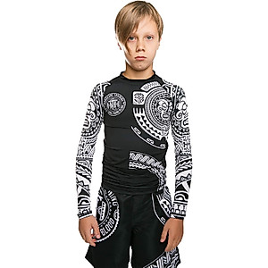 Hardcore Training Kids Rash Guard Compression Base Layer Tights No Gi BJJ Fitness Workout Running Boxing Black White