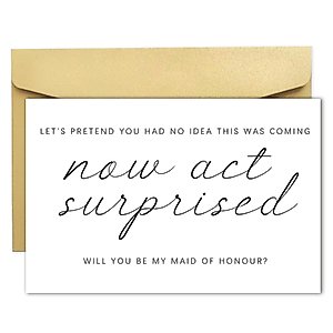 YiKaLus Wedding Maid of Honor Card, Blank Inside, 8 x 5.3 Inches, Recycled 300gsm Linen Cardstock, Sturdy Envelope