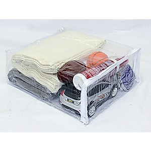 Oreh Homewares Heavy Duty Vinyl Zippered (Clear) Storage Bags (9" x 11" x 4") for Dresses, Shirts, Pants, Fabrics (1.7 Gallon) 5-Pack