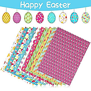 10 Pieces Easter Day Fabric 10 x 10 Inch Egg Rabbit Carrot Printed Fabric Easter Sewing Quilting Fabric DIY Easter Themed Patchwork Bundles for Sewing Handicrafts Decorations Making, 10 Patterns