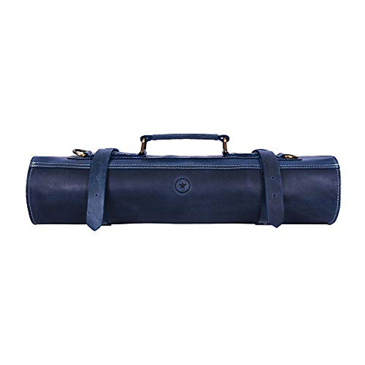 Leather Knife Roll Storage Bag, Elastic and Expandable 10 Pockets, Adjustable/Detachable Shoulder Strap, Travel-Friendly Chef Knife Case By Aaron Leather Goods