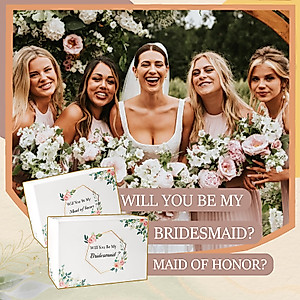 Mhoel 30Pcs Bridesmaid Proposal Box Gifts Set of 3 Pack Maid of Honor Proposal Gifts Set Claw Hair Clip Bridesmaid Socks Candle Satin Bridesmaid Scrunchies Knot Bracelet Bridal Shower Gift…, Black