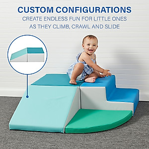 SoftScape Toddler Playtime Corner Climber, Indoor Active Play Structure for Toddlers and Kids, Safe Soft Foam for Crawling and Sliding (4-Piece Set) - Contemporary/Green, 11619-CTGN