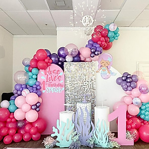 Pink Purple Blue Balloon Arch Kit, 110Pcs Pink Purple Balloon Garland Kit with Teal Blue, Pink and Purple Balloons, Pink Purple Blue Balloon Arch for Baby Shower Birthday Wedding Party Supplies