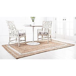 Rugs Hut - 4x6 5x8 6x9 8x10 9x12 10x14 ft. Natural Jute Rug Boho Decor Rug Handwoven Hemp Rug Bohemian Jute Area Rug Braided Rug Custom Size Rug Decorative Rug (Brown + Black, 4x6 feet Jute Rug)