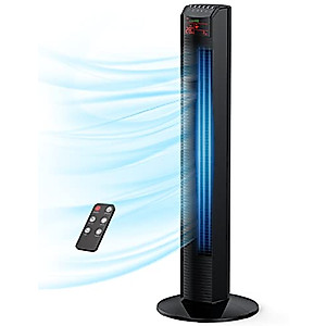 Tower Fan, 36”Oscillating Bladeless Fans with Remote, Quiet Cooling, 3 Modes, Multiple Speed Settings,12H Timer, LED Display with Auto Off,Black Portable Floor Fan for Bedroom Living Rooms Office