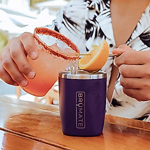 BrüMate Rocks - 12oz 100% Leak-Proof Insulated Lowball Cocktail & Whiskey Tumbler - Double Wall Vacuum Stainless Steel - Shatterproof - Camping & Travel Tumbler & Cocktail Glass (Walnut)