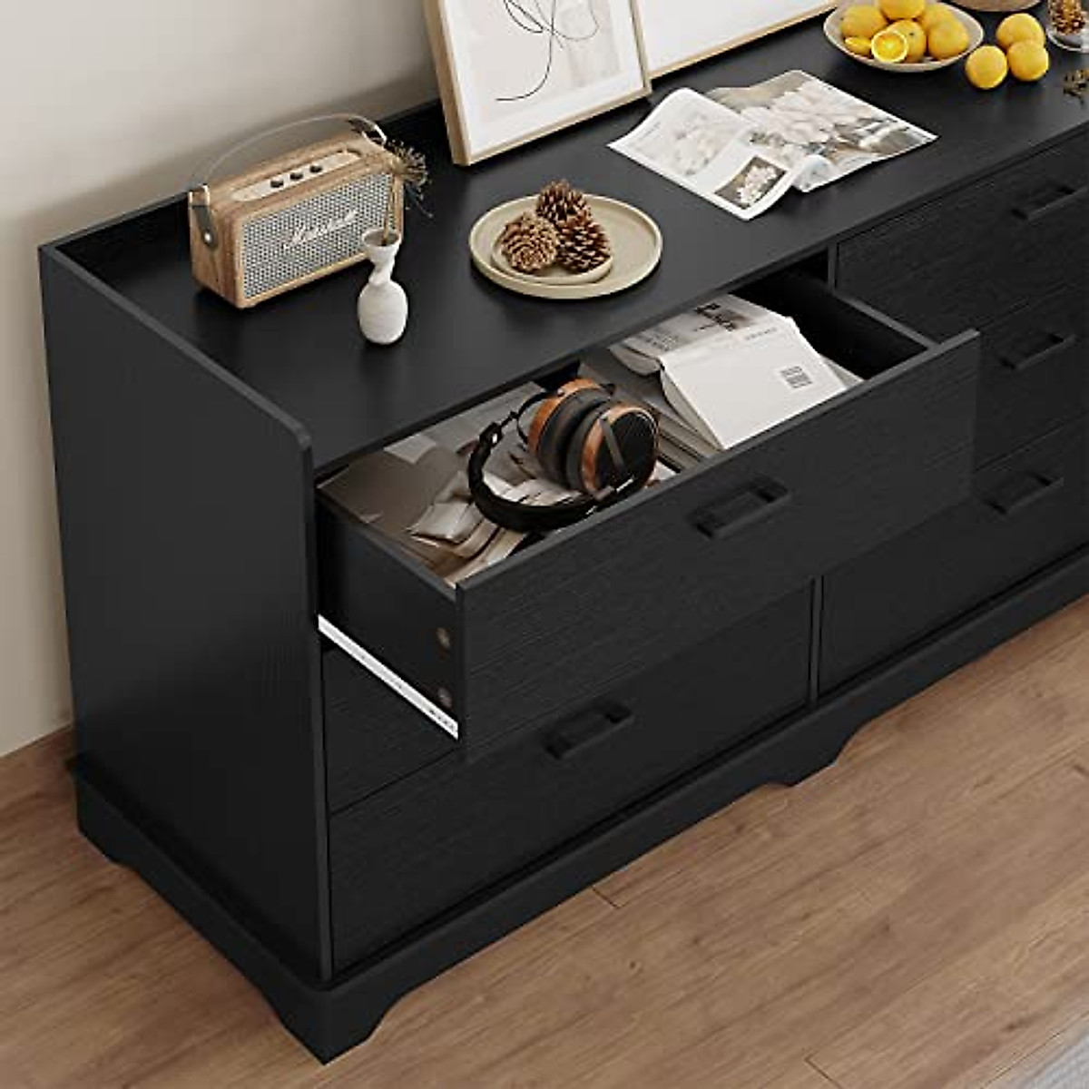 Hasuit 6 Drawer Double Dresser, Modern Storage Tower Dressers & Chests of Drawers, Large Clothing Organizer for Bedroom