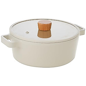 NEOFLAM FIKA Stock Pot for Stovetops and Induction | Wood Handle and Glass Lid | Made in Korea (8.5" / 2.7 qt)