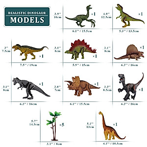 TEMI Dinosaur Toys for Kids 3-5, Realistic Jurassic Dinosaurs Figures with Play Mat & Trees to Create a Dino World Includes T-rex, Triceratops, Velociraptor, Gift for Toddler Boys & Girls 3 4 5 6 7