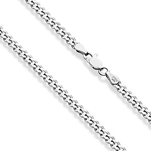 Miabella Solid 925 Sterling Silver Italian 3.5mm Diamond Cut Cuban Link Curb Chain Anklet for Women, Made in Italy (sterling silver, Length 9 Inches (X-Small))