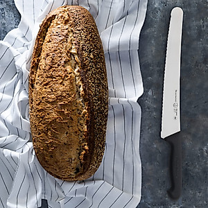 Messermeister Pro Series 10” Scalloped Round-Tip Bread Knife - German X50 Stainless Steel & NSF-Approved PolyFibre Handle - 15-Degree Edge, Rust Resistant & Easy to Maintain - Made in Portugal