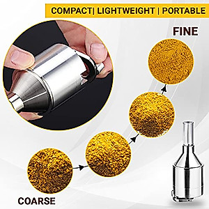 Spice Grinder Hand Mill Funnel Spice Crusher Funnel Shape Metal Grinder Fine Powder with Storage Bottle