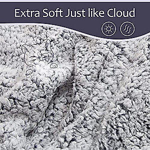 EMME Fuzzy Fleece Throw Blanket 50"x60" Throw Size Ultra Soft Warm Sherpa Blanket Microfiber Cozy Blanket for Couch Sofa Lightweight Fuzzy Thick Reversible Couch Blanket (Navy, 50"x60")