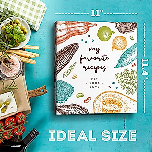 Recipe Book for OWN Recipes 11.4" X 11.8", Recipe Book, Recipe Binder with 30 Full Doble-Side Sheets and 30 Plastic Sleeves, Blank Recipe Book Recipe Book to Write Your Own Recipes with Matching Pen.