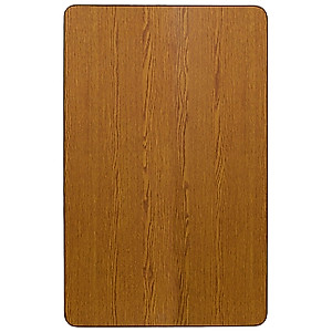 Flash Furniture 30''W x 48''L Rectangular Oak Thermal Laminate Activity Table - Height Adjustable Short Legs