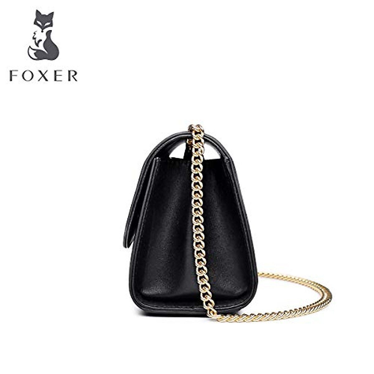 iFOXER Women Leather Crossbody Bag Small Purse Crossbody Chain Shoulder Bag (Black)