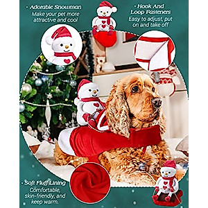 Lewondr Dog Christmas Costume,Winter Snowman Shaped Doll Riding on Dog Apparel Party Dressing Up Clothing for Pet Christmas Riding Outfit for Dogs Antler Hoodie Clothes Xmas Costumes,XX-Large Size,Red