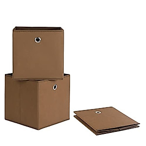 Rabtero Foldable Storage Cubes, Collapsible Cloth Baskets Open Storage Bins for Home Tidy and Storage-Brown, 6 Packs, 11 inches