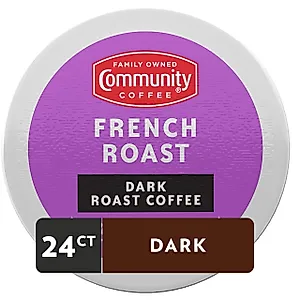 Community Coffee French Roast 24 Count Coffee Pods, Extra Dark Roast, Compatible with Keurig 2.0 K-cup Brewers, 24 Count (Pack of 1)