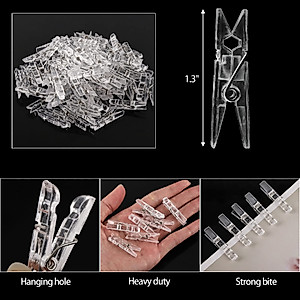 200pcs Mini Clothes Pins Photo Pictures Small Clips - Clear - Reusable